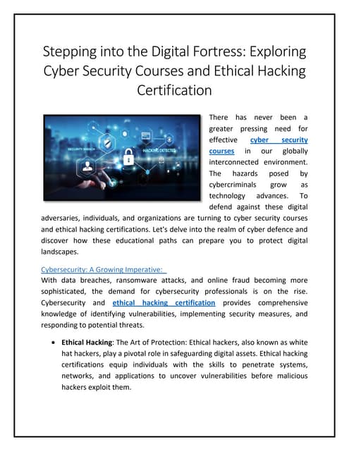 From Theory to Practice: Key Skills Developed in Certified Ethical Hacker (CEH) Training | PDF