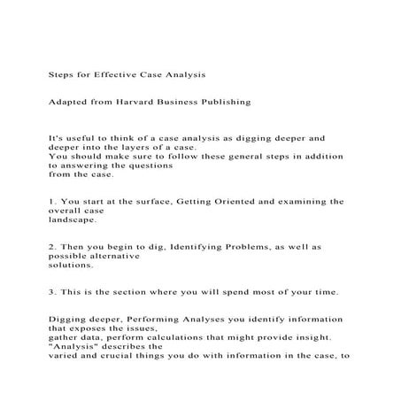 Steps for Effective Case Analysis Adapted from Harvard .docx