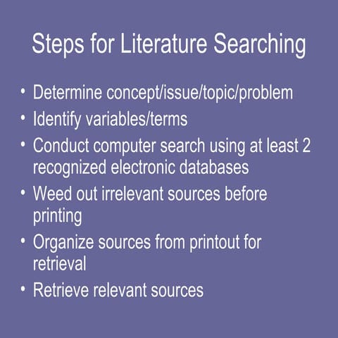Steps for literature searching | PPT