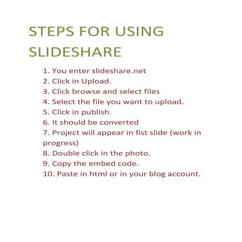 Steps For Using Slideshare | PDF