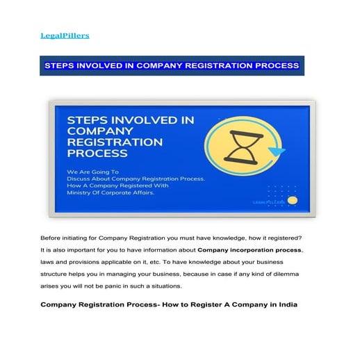Steps invSTEPS INVOLVED IN COMPANY REGISTRATION PROCESSolved in company ...