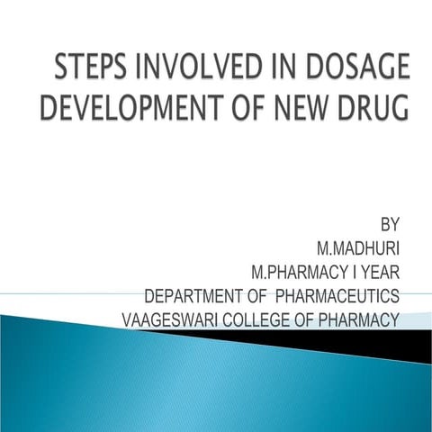 Steps involved in dosage development of new drug | PPT