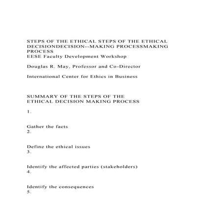 STEPS OF THE ETHICAL STEPS OF THE ETHICAL DECISIONDECISION--.docx