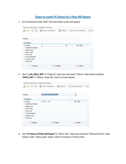 EWAY BILL Ddic creation | PDF