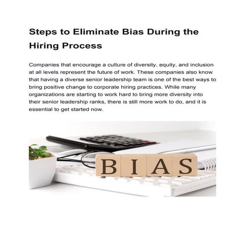 Steps to Eliminate Bias During the Hiring Process | PDF