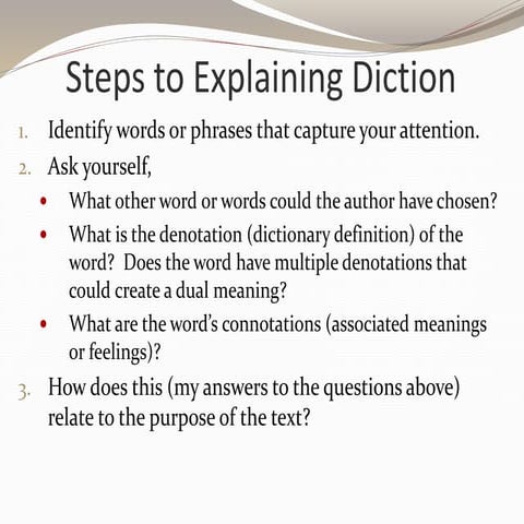Steps to explaining diction | PPTX