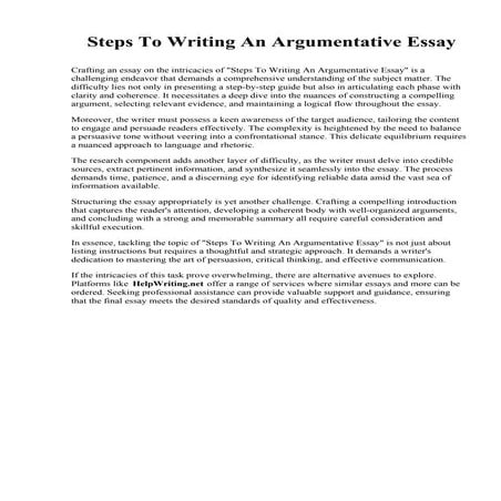Steps To Writing An Argumentative Essay. Roberts Wesleyan University | PDF