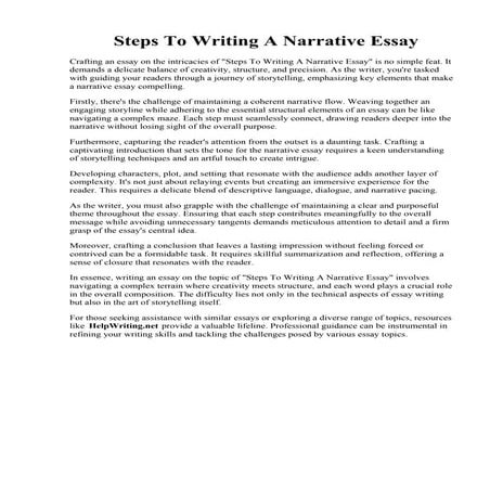 Steps To Writing A Narrative Essay | PDF