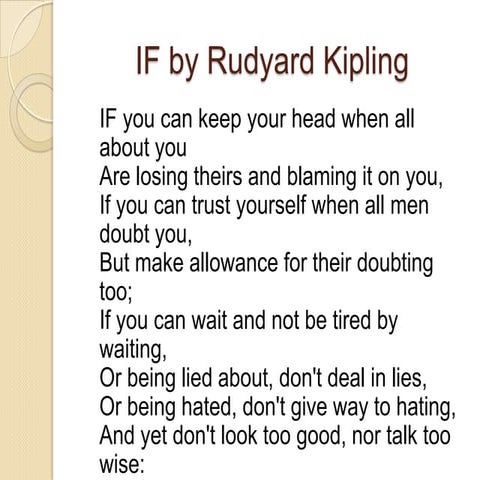 If by Rudyard Kipling | PPTX