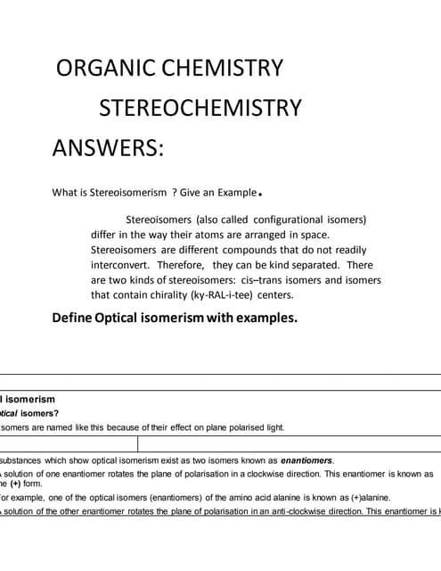 Stereoisomerism(1) | PPTX | Chemistry | Science