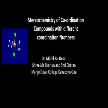 Stereochemistry of co-ordination compounds | PPTX