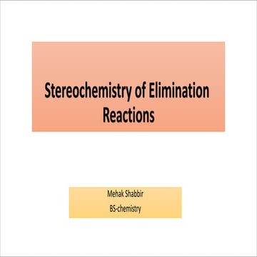 Stereochemistry of Elimination Reactions | PDF