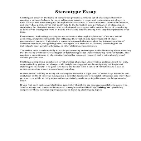 Stereotype Essay | PDF