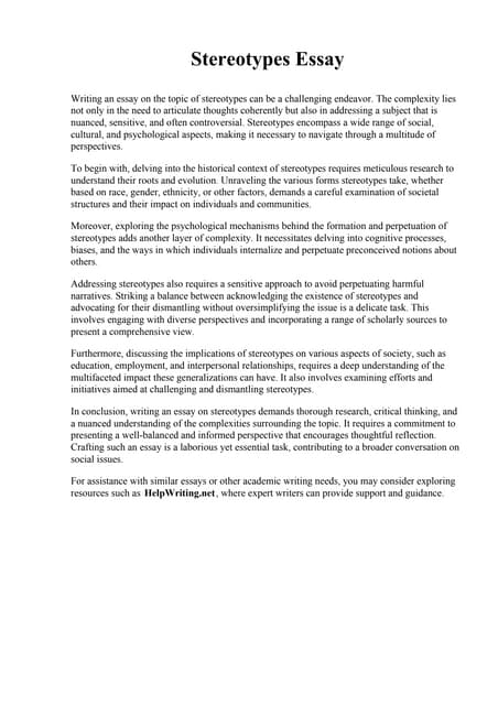 Gender Stereotype Essay.pdf | Educational Assessment | Education