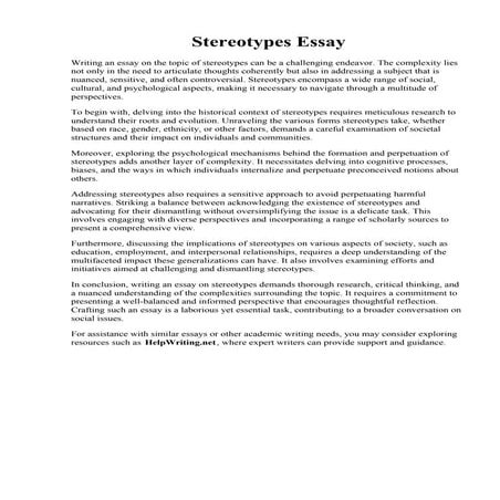 Stereotypes Essay | PDF