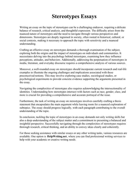 Gender Stereotype Essay.pdf | Educational Assessment | Education