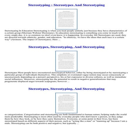 Stereotyping-Essay | PDF