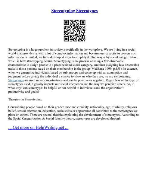 Tessa perkins stereotype theory | PPT