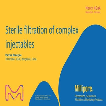 Sterile filtration of complex injectables by Partha Banerjee | PDF