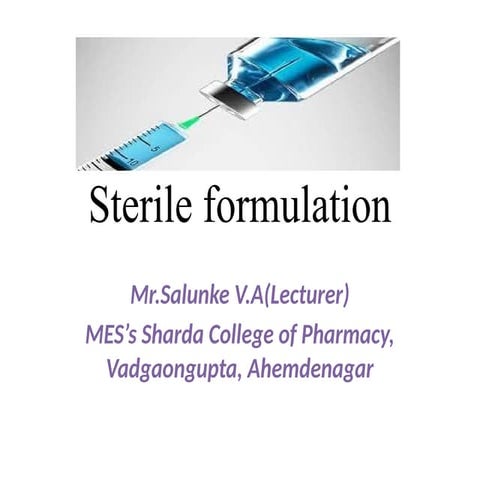 Sterile formulation.pptx for Sterile formulation of pharmaceutics ...
