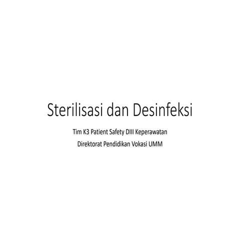 Desinfektasi peralatan kesehatan | PPTX