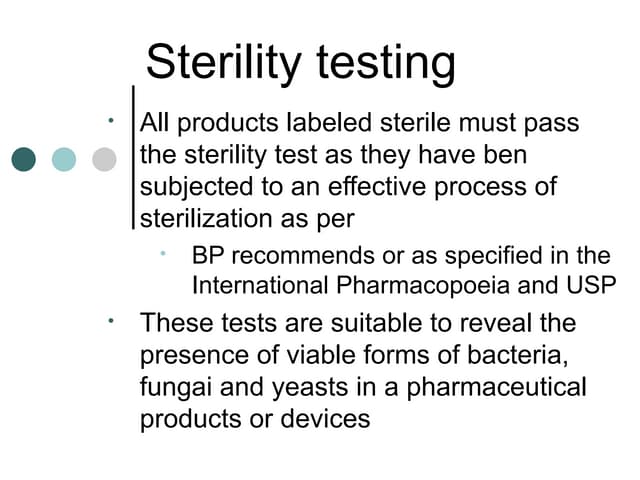 Sterility testing of Pharmaceutical Products | PPT
