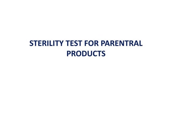 Sterility tests | PPT