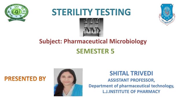Sterility testing of Pharmaceutical Products | PPT