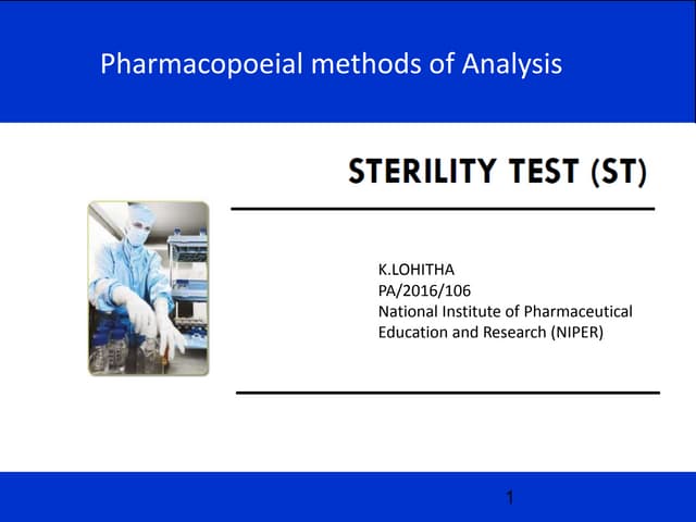 Sterility testing of Pharmaceutical Products | PPT