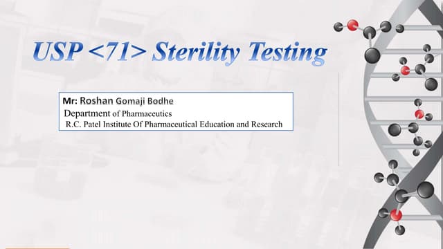 Sterility testing of Pharmaceutical Products | PPT