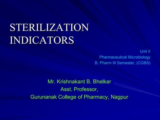 Sterility indicators - Microbiology 1st | PDF