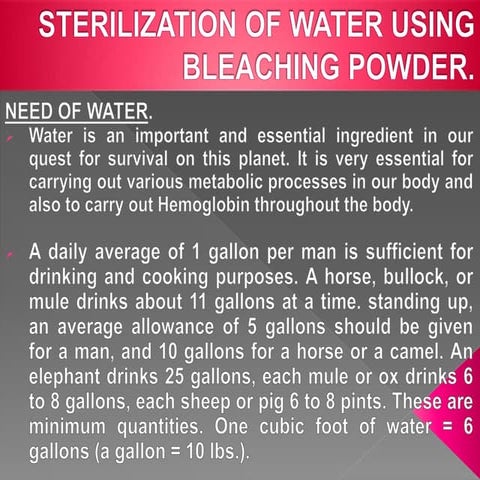 STERILIZATION OF WATER USING BLEACHING POWDER PPTX..pptx