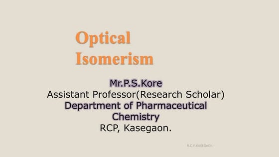 Optical isomerism in organic chemistry . | PPT