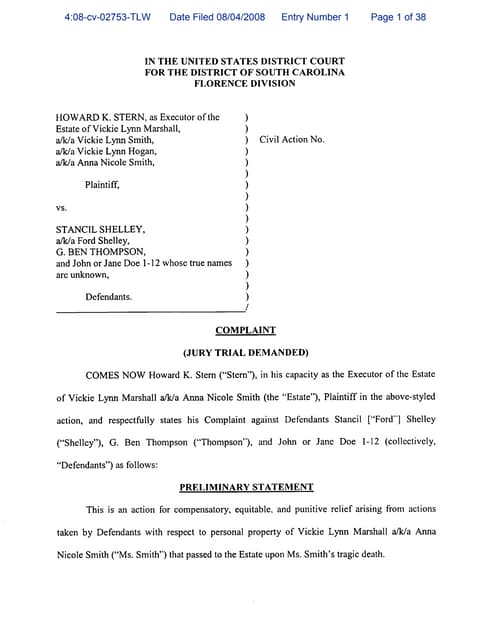 Stern Response to motion to dismiss 8-20-10 | PDF