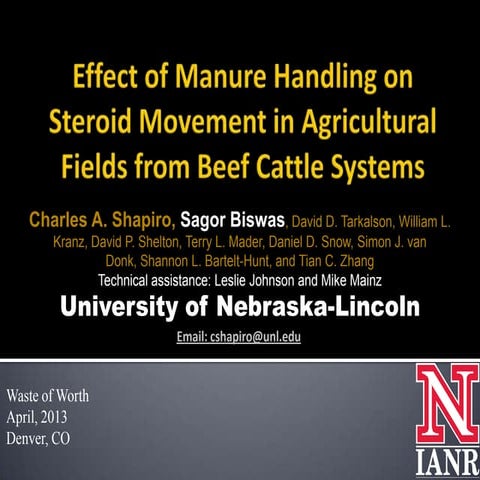 Effect of Manure Handling and Incorporation on Steroid Movement In ...