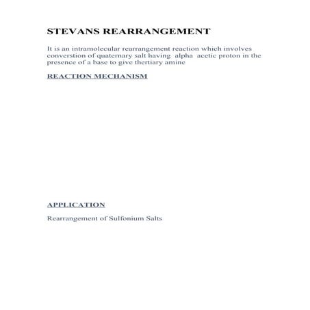 STEVANS REARRANGEMENT easy explanation 1 | DOCX