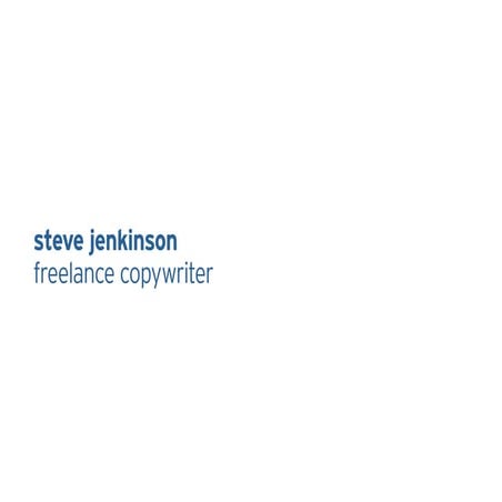 Steve Jenkinson Freelance Copywriter | PDF