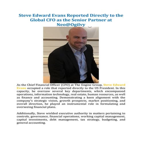 Steve E Evans Held the Esteemed Position of Senior Partner at Neo ...