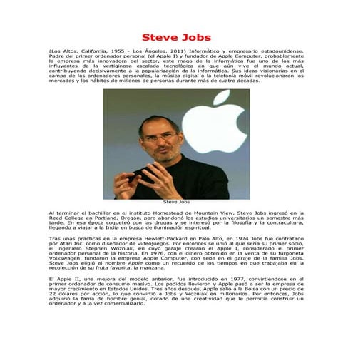 Steve Jobs: Historia, inventos, vida y recorrido. | PPTX