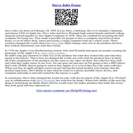 Steve Jobs Essay | PDF | Consumer Electronics | Technology & Computing