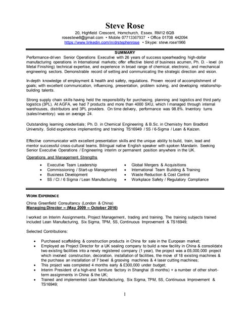 Chris Rose Resume - 2016 Chrono | PDF