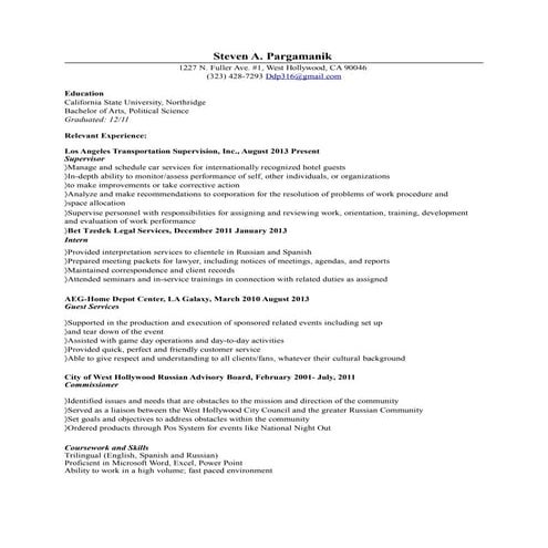 Steve's resume 2015 | DOC