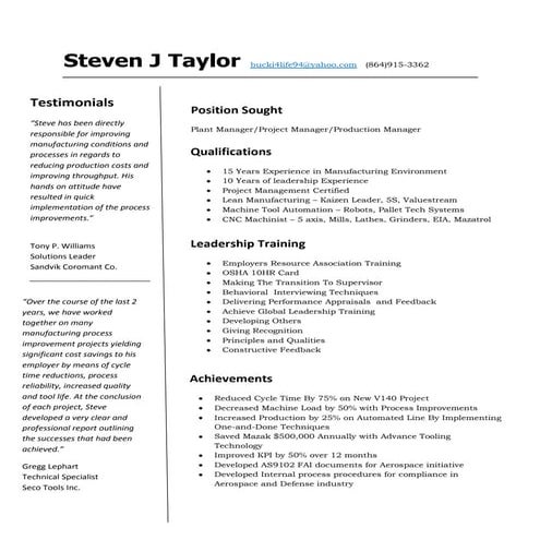 Steve Taylor Resume | DOCX