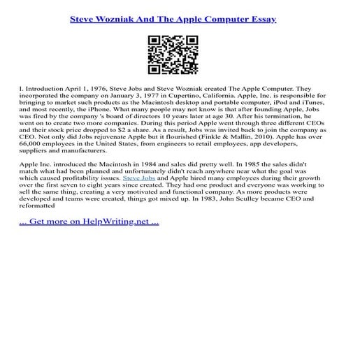 Steve Wozniak And The Apple Computer Essay | PDF
