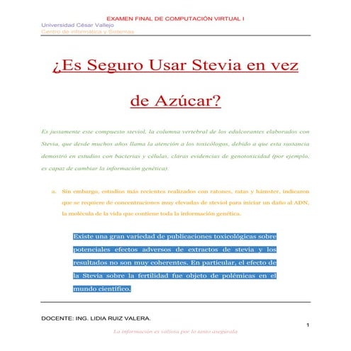Stevia power pointt | PDF