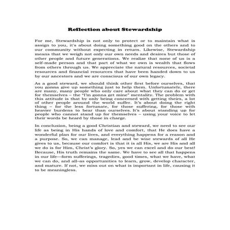 Reflection about Stewardship | DOCX
