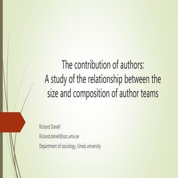 The contribution of authors: A study of the relationship between the ...