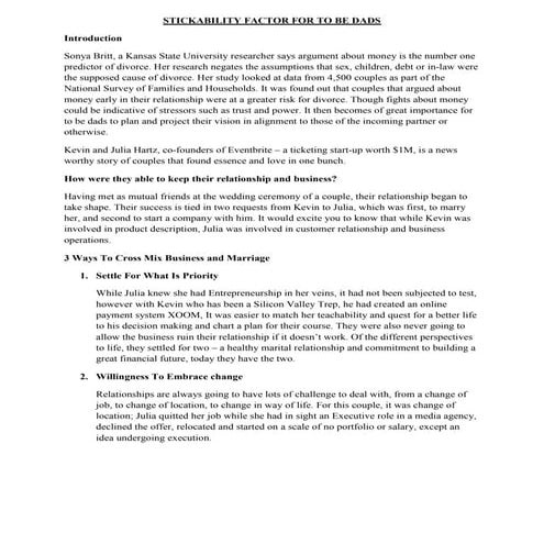 Stickability factor for to be dads | PDF