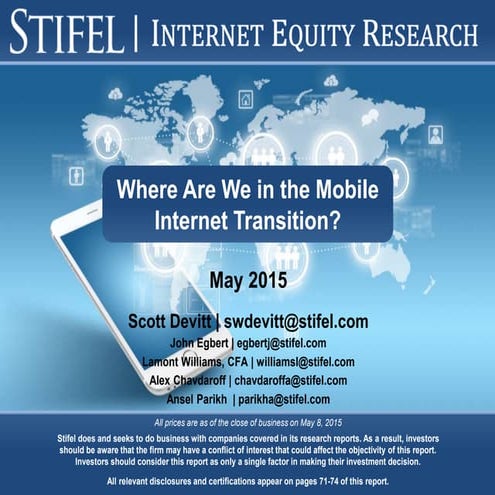Where Are We in the Mobile Internet Transition? Stifel Internet Equity ...