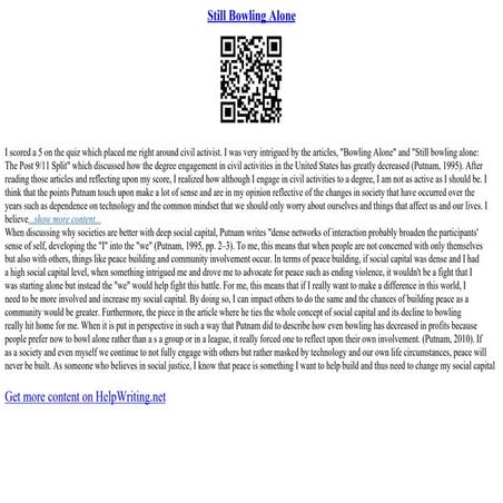 Still Bowling Alone | PDF | Civic affairs | Politics